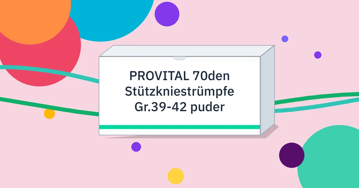 Symbolbild: Packung mit der Aufschrift PROVITAL 70den Stützkniestrümpfe Gr.39-42 puder (PZN 09519761) – Verfügbarkeit und Bezug in Apotheken in Frankfurt am Main