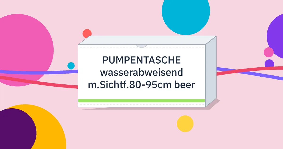 Symbolbild: Packung mit der Aufschrift PUMPENTASCHE wasserabweisend m.Sichtf.80-95cm beer (PZN 19117696) – Verfügbarkeit und Bezug in Apotheken in Frankfurt am Main