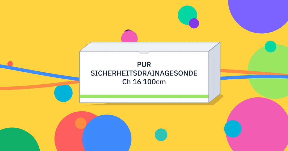 Symbolbild: Packung mit der Aufschrift PUR SICHERHEITSDRAINAGESONDE Ch 16 100cm (PZN 19067892) – Verfügbarkeit und Bezug in Apotheken in Frankfurt am Main