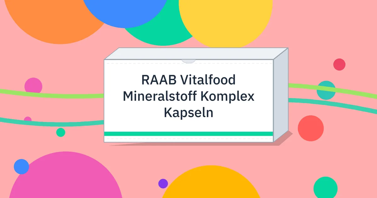 Symbolbild: Packung mit der Aufschrift RAAB Vitalfood Mineralstoff Komplex Kapseln (PZN 20048859) – Verfügbarkeit und Bezug in Apotheken in Frankfurt am Main