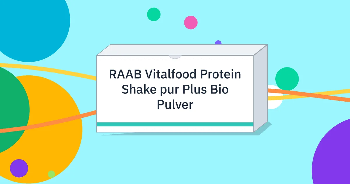 Symbolbild: Packung mit der Aufschrift RAAB Vitalfood Protein Shake pur Plus Bio Pulver (PZN 19305506) – Verfügbarkeit und Bezug in Apotheken in Frankfurt am Main