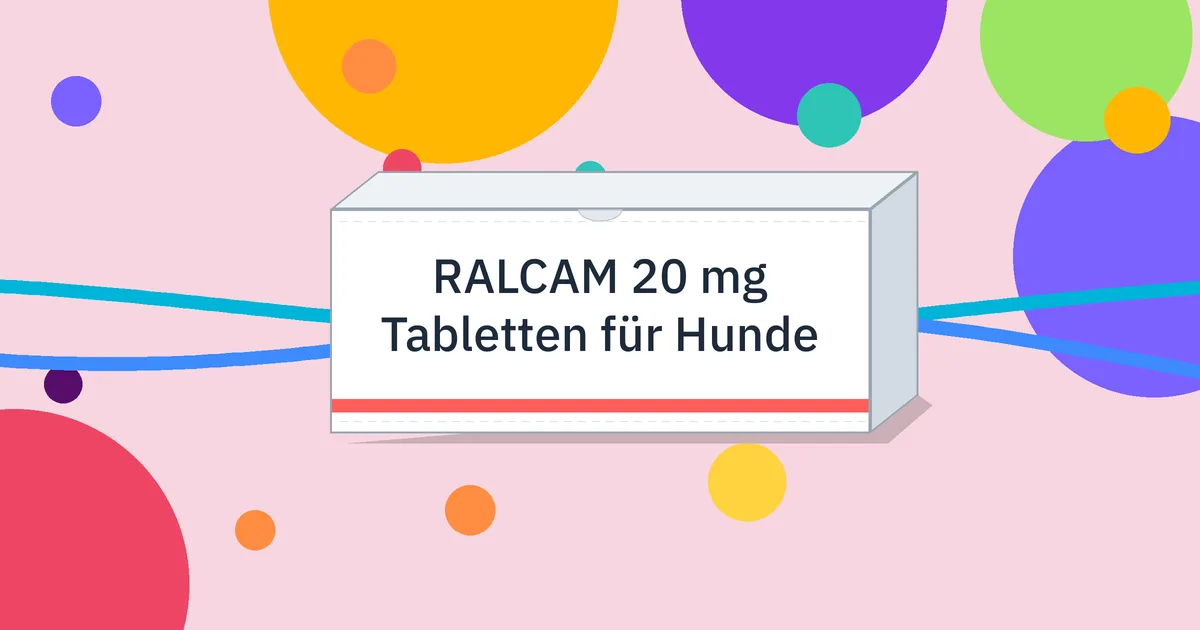Symbolbild: Packung mit der Aufschrift RALCAM 20 mg Tabletten für Hunde (PZN 18080666) – Verfügbarkeit und Bezug in Apotheken in Frankfurt am Main