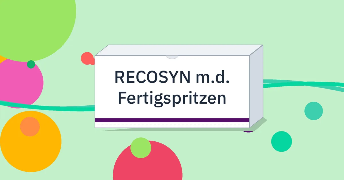 Symbolbild: Packung mit der Aufschrift RECOSYN m.d. Fertigspritzen (PZN 06804768) – Verfügbarkeit und Bezug in Apotheken in Frankfurt am Main
