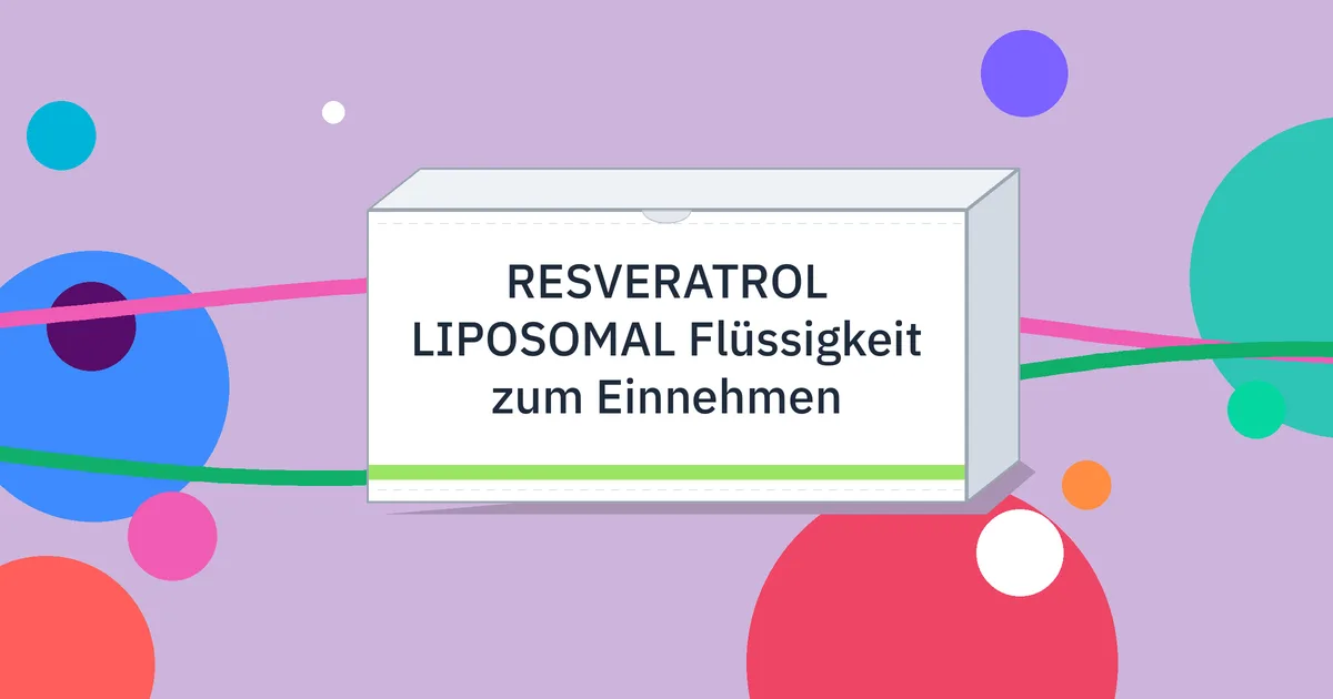 Symbolbild: Packung mit der Aufschrift RESVERATROL LIPOSOMAL Flüssigkeit zum Einnehmen (PZN 20385806) – Verfügbarkeit und Bezug in Apotheken in Frankfurt am Main