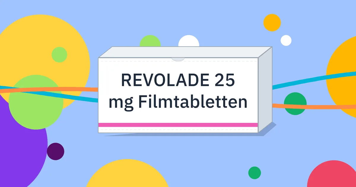 Symbolbild: Packung mit der Aufschrift REVOLADE 25 mg Filmtabletten (PZN 20336185) – Verfügbarkeit und Bezug in Apotheken in Frankfurt am Main