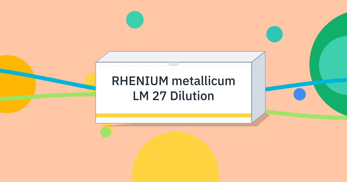 Symbolbild: Packung mit der Aufschrift RHENIUM metallicum LM 27 Dilution (PZN 13049172) – Verfügbarkeit und Bezug in Apotheken in Frankfurt am Main