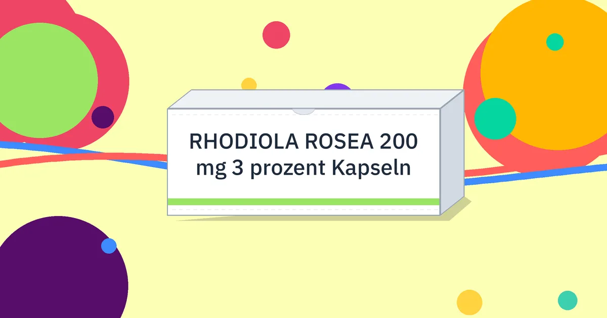 Symbolbild: Packung mit der Aufschrift RHODIOLA ROSEA 200 mg 3 prozent Kapseln (PZN 09667711) – Verfügbarkeit und Bezug in Apotheken in Frankfurt am Main