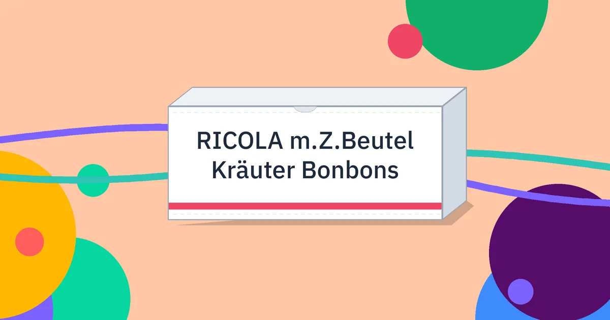 Symbolbild: Packung mit der Aufschrift RICOLA m.Z.Beutel Kräuter Bonbons (PZN 01666095) – Verfügbarkeit und Bezug in Apotheken in Frankfurt am Main