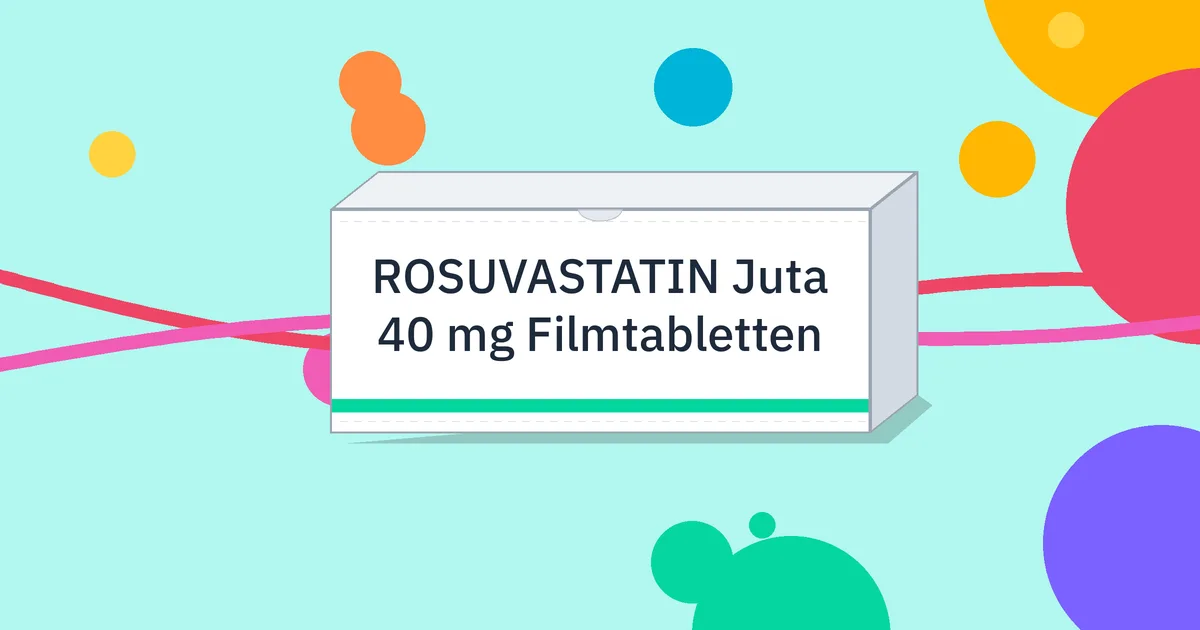 Symbolbild: Packung mit der Aufschrift ROSUVASTATIN Juta 40 mg Filmtabletten (PZN 17971920) – Verfügbarkeit und Bezug in Apotheken in Frankfurt am Main