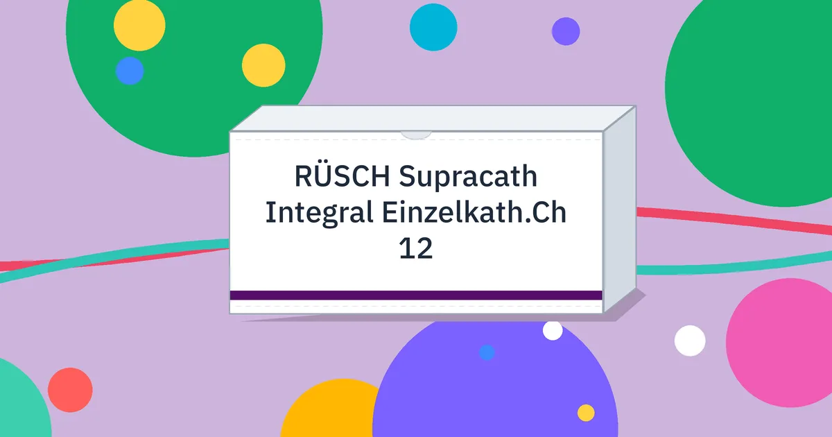Symbolbild: Packung mit der Aufschrift RÜSCH Supracath Integral Einzelkath.Ch 12 (PZN 07724787) – Verfügbarkeit und Bezug in Apotheken in Frankfurt am Main