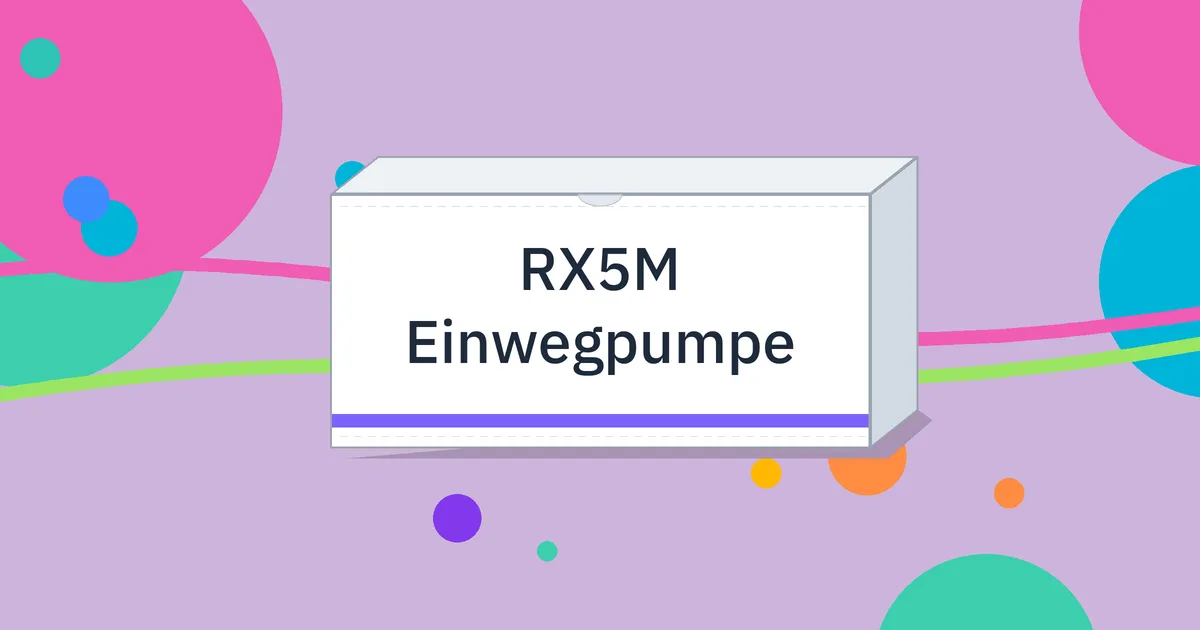 Symbolbild: Packung mit der Aufschrift RX5M Einwegpumpe (PZN 16356408) – Verfügbarkeit und Bezug in Apotheken in Frankfurt am Main