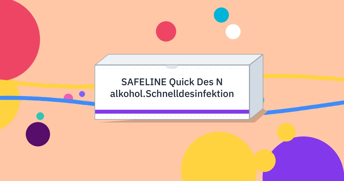 Symbolbild: Packung mit der Aufschrift SAFELINE Quick Des N alkohol.Schnelldesinfektion (PZN 17622645) – Verfügbarkeit und Bezug in Apotheken in Frankfurt am Main