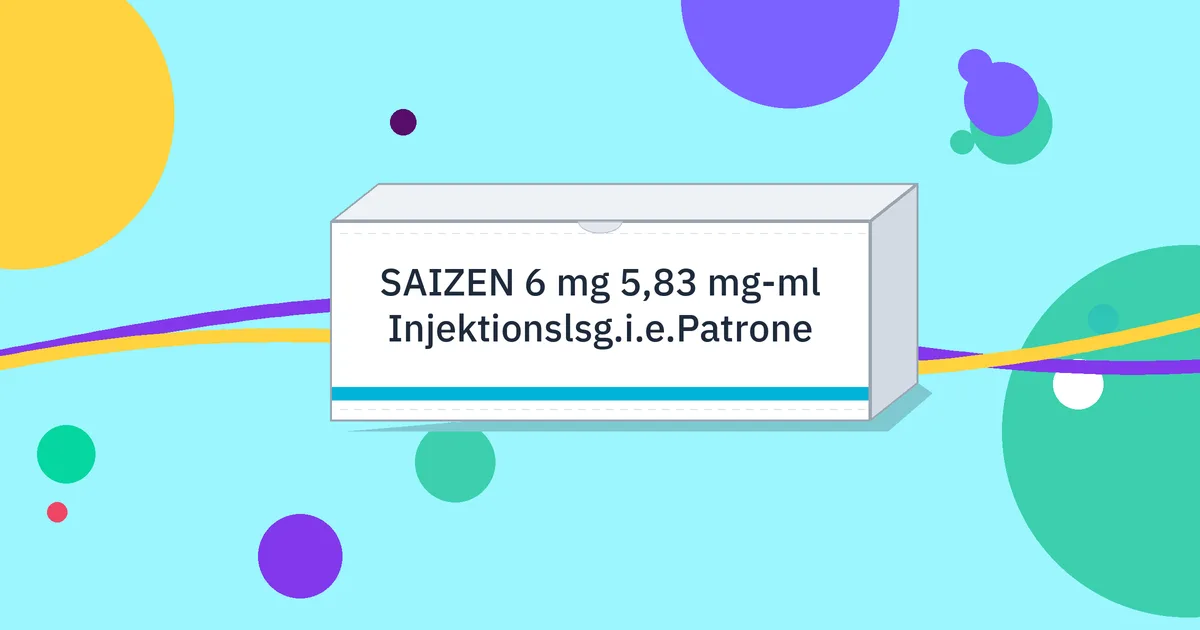 Symbolbild: Packung mit der Aufschrift SAIZEN 6 mg 5,83 mg-ml Injektionslsg.i.e.Patrone (PZN 03890218) – Verfügbarkeit und Bezug in Apotheken in Frankfurt am Main