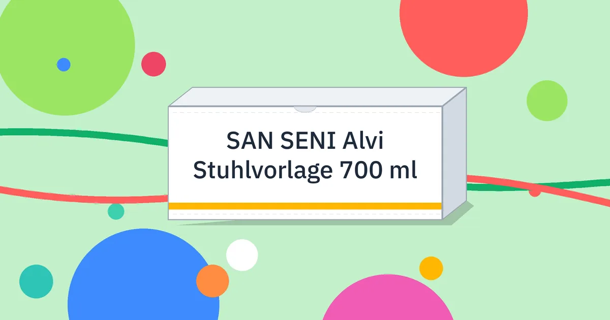 Symbolbild: Packung mit der Aufschrift SAN SENI Alvi Stuhlvorlage 700 ml (PZN 12376590) – Verfügbarkeit und Bezug in Apotheken in Frankfurt am Main