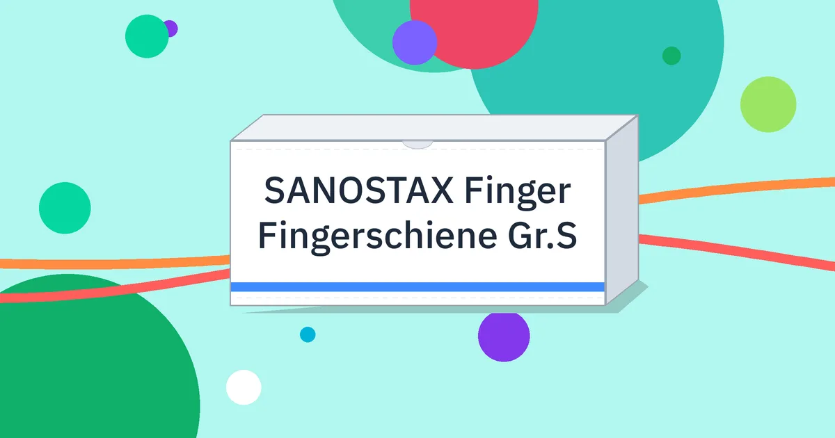 Symbolbild: Packung mit der Aufschrift SANOSTAX Finger Fingerschiene Gr.S (PZN 07144446) – Verfügbarkeit und Bezug in Apotheken in Frankfurt am Main