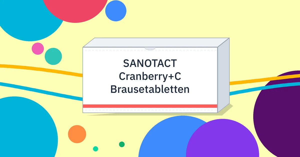 Symbolbild: Packung mit der Aufschrift SANOTACT Cranberry+C Brausetabletten (PZN 20108886) – Verfügbarkeit und Bezug in Apotheken in Frankfurt am Main