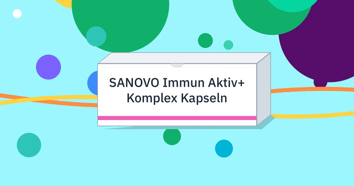 Symbolbild: Packung mit der Aufschrift SANOVO Immun Aktiv+ Komplex Kapseln (PZN 20134688) – Verfügbarkeit und Bezug in Apotheken in Frankfurt am Main