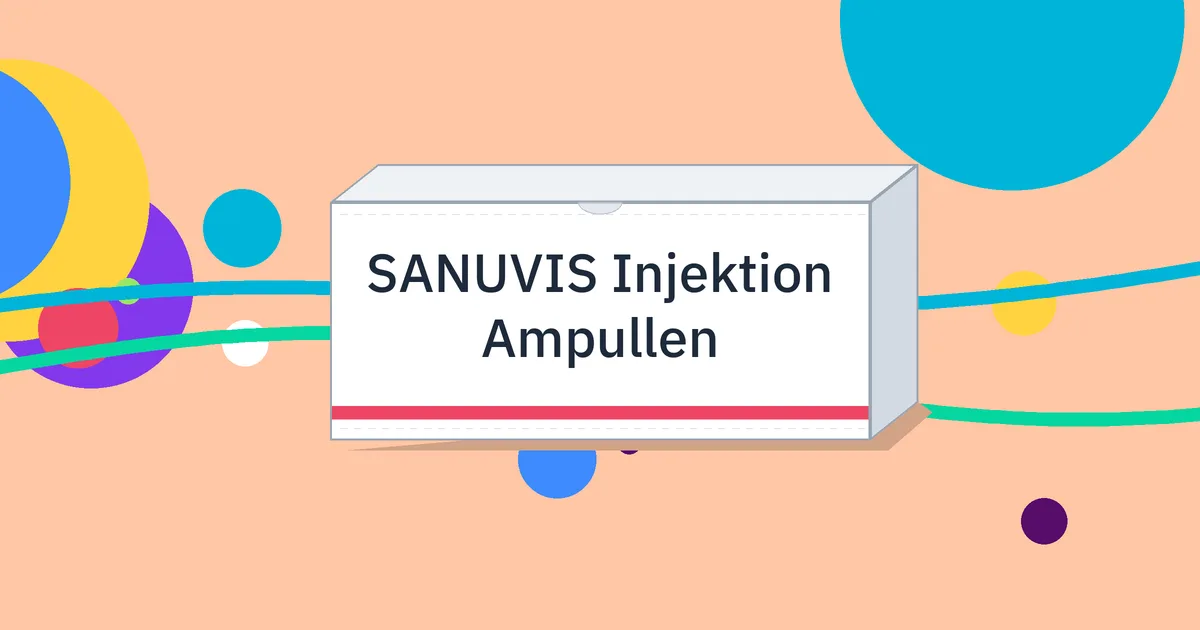 Symbolbild: Packung mit der Aufschrift SANUVIS Injektion Ampullen (PZN 02360286) – Verfügbarkeit und Bezug in Apotheken in Frankfurt am Main