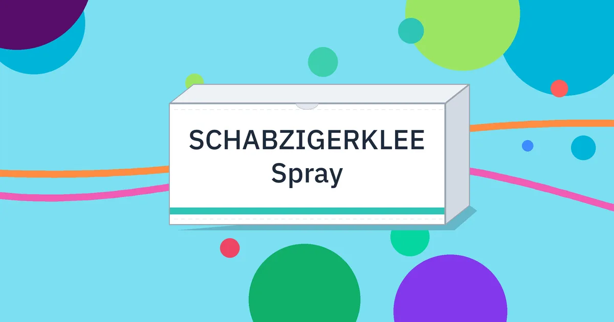 Symbolbild: Packung mit der Aufschrift SCHABZIGERKLEE Spray (PZN 19142116) – Verfügbarkeit und Bezug in Apotheken in Frankfurt am Main