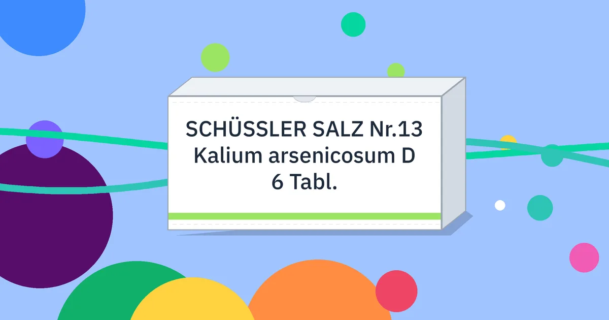 Symbolbild: Packung mit der Aufschrift SCHÜSSLER SALZ Nr.13 Kalium arsenicosum D 6 Tabl. (PZN 19644013) – Verfügbarkeit und Bezug in Apotheken in Frankfurt am Main