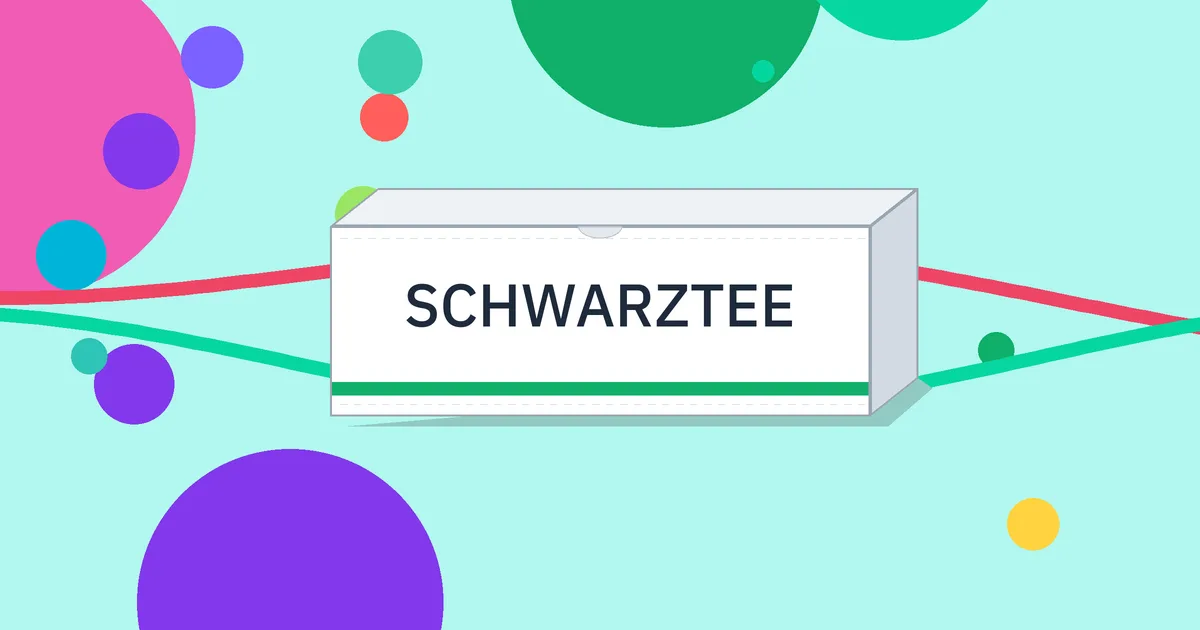 Symbolbild: Packung mit der Aufschrift SCHWARZTEE (PZN 19549875) – Verfügbarkeit und Bezug in Apotheken in Frankfurt am Main