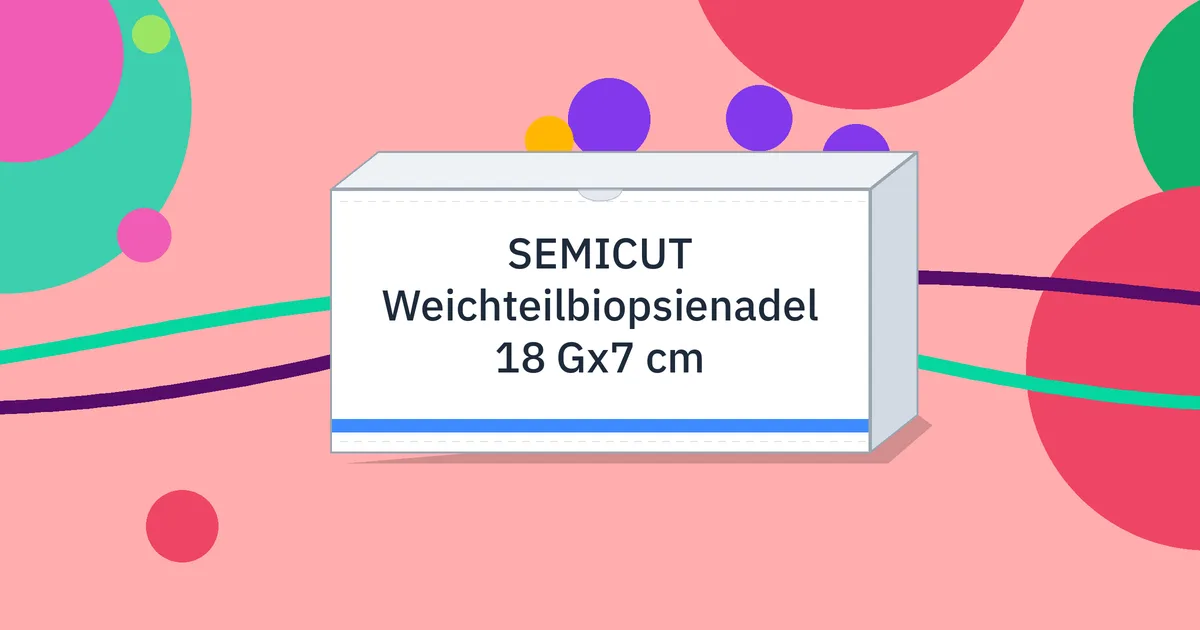 Symbolbild: Packung mit der Aufschrift SEMICUT Weichteilbiopsienadel 18 Gx7 cm (PZN 19735939) – Verfügbarkeit und Bezug in Apotheken in Frankfurt am Main