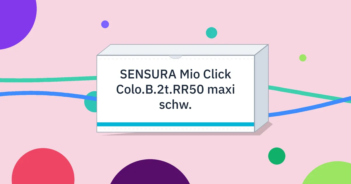 Symbolbild: Packung mit der Aufschrift SENSURA Mio Click Colo.B.2t.RR50 maxi schw. (PZN 20323538) – Verfügbarkeit und Bezug in Apotheken in Frankfurt am Main