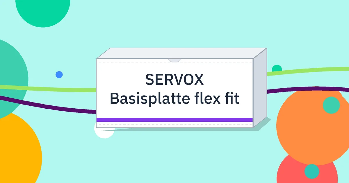 Symbolbild: Packung mit der Aufschrift SERVOX Basisplatte flex fit (PZN 09684483) – Verfügbarkeit und Bezug in Apotheken in Frankfurt am Main
