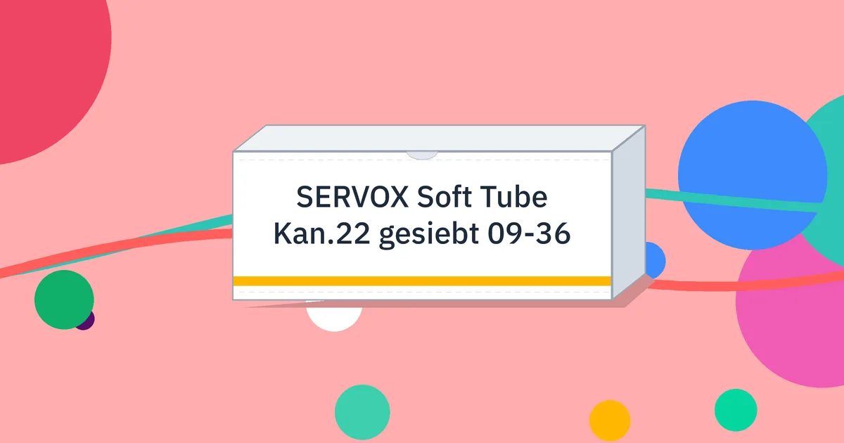 Symbolbild: Packung mit der Aufschrift SERVOX Soft Tube Kan.22 gesiebt 09-36 (PZN 07508569) – Verfügbarkeit und Bezug in Apotheken in Frankfurt am Main