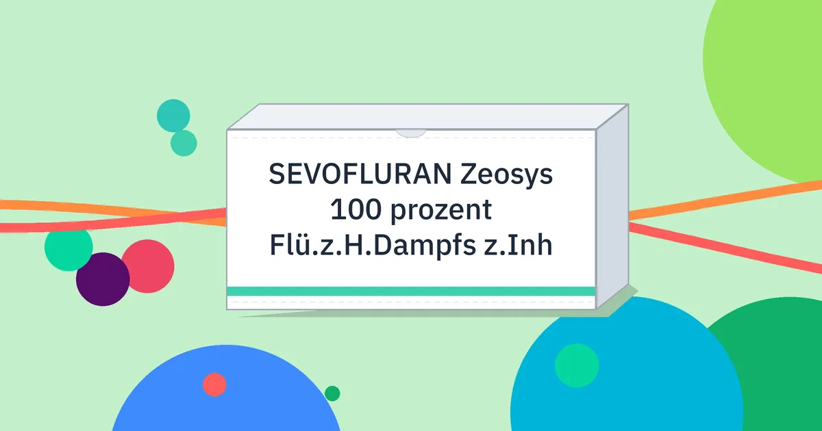 Symbolbild: Packung mit der Aufschrift SEVOFLURAN Zeosys 100 prozent Flü.z.H.Dampfs z.Inh (PZN 20304216) – Verfügbarkeit und Bezug in Apotheken in Frankfurt am Main