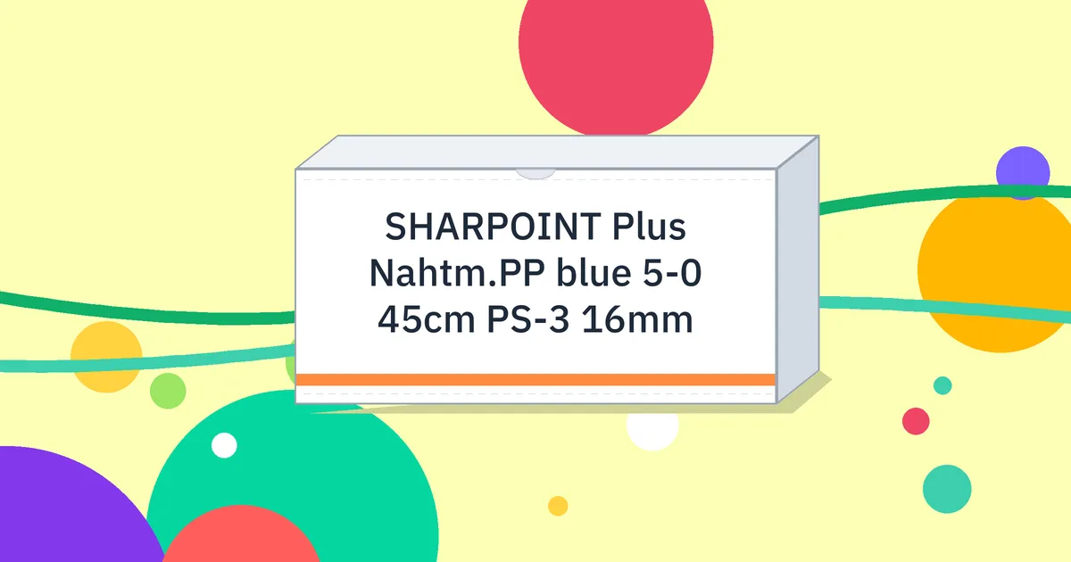 Symbolbild: Packung mit der Aufschrift SHARPOINT Plus Nahtm.PP blue 5-0 45cm PS-3 16mm (PZN 17985425) – Verfügbarkeit und Bezug in Apotheken in Frankfurt am Main