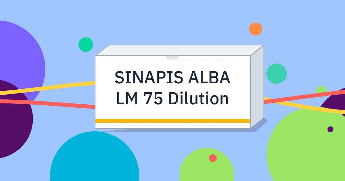 Symbolbild: Packung mit der Aufschrift SINAPIS ALBA LM 75 Dilution (PZN 13190887) – Verfügbarkeit und Bezug in Apotheken in Frankfurt am Main