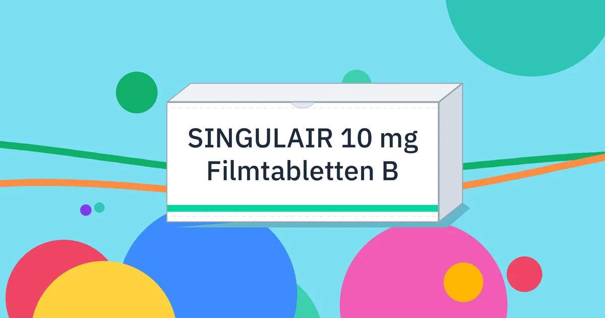 Symbolbild: Packung mit der Aufschrift SINGULAIR 10 mg Filmtabletten B (PZN 05525492) – Verfügbarkeit und Bezug in Apotheken in Frankfurt am Main