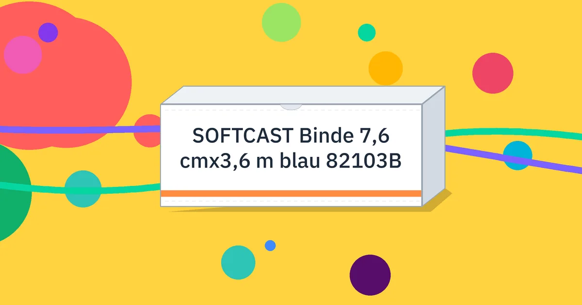 Symbolbild: Packung mit der Aufschrift SOFTCAST Binde 7,6 cmx3,6 m blau 82103B (PZN 02696299) – Verfügbarkeit und Bezug in Apotheken in Frankfurt am Main