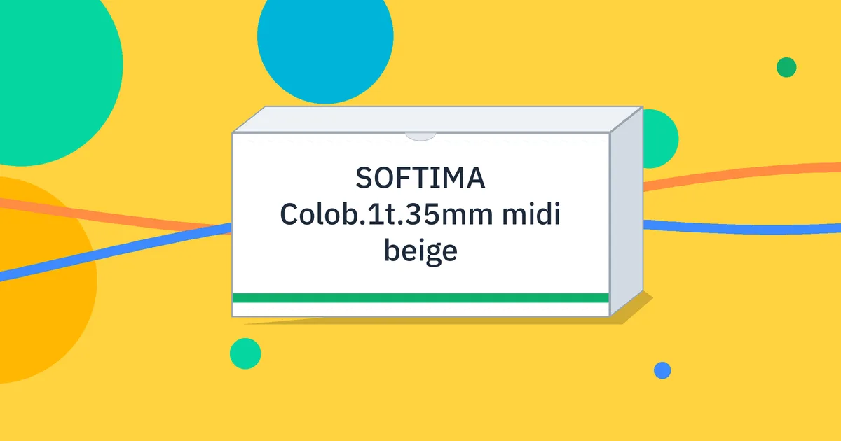 Symbolbild: Packung mit der Aufschrift SOFTIMA Colob.1t.35mm midi beige (PZN 17953388) – Verfügbarkeit und Bezug in Apotheken in Frankfurt am Main