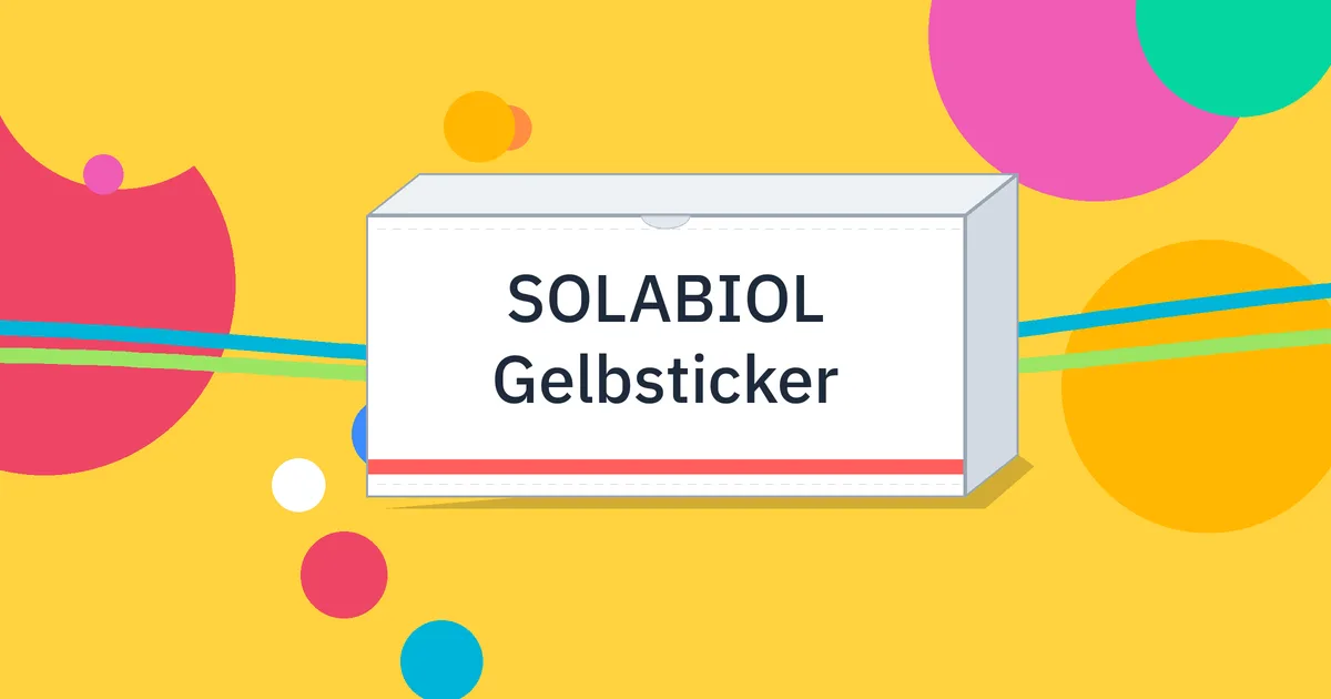 Symbolbild: Packung mit der Aufschrift SOLABIOL Gelbsticker (PZN 14361931) – Verfügbarkeit und Bezug in Apotheken in Frankfurt am Main