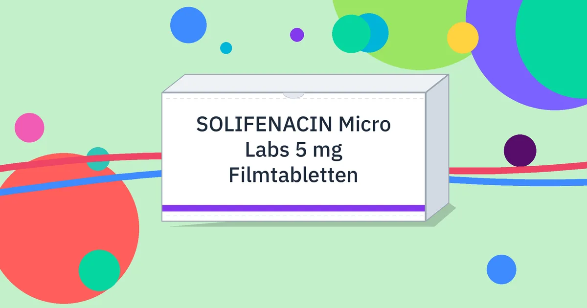 Symbolbild: Packung mit der Aufschrift SOLIFENACIN Micro Labs 5 mg Filmtabletten (PZN 13965124) – Verfügbarkeit und Bezug in Apotheken in Frankfurt am Main