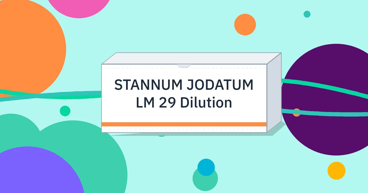 Symbolbild: Packung mit der Aufschrift STANNUM JODATUM LM 29 Dilution (PZN 13198943) – Verfügbarkeit und Bezug in Apotheken in Frankfurt am Main