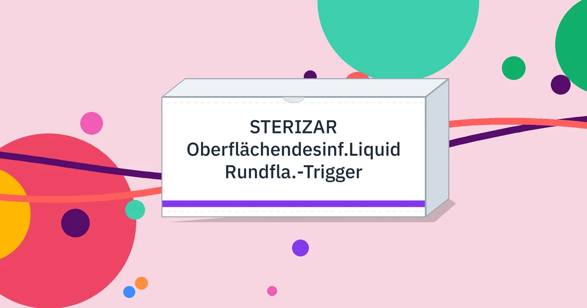 Symbolbild: Packung mit der Aufschrift STERIZAR Oberflächendesinf.Liquid Rundfla.-Trigger (PZN 17590371) – Verfügbarkeit und Bezug in Apotheken in Frankfurt am Main