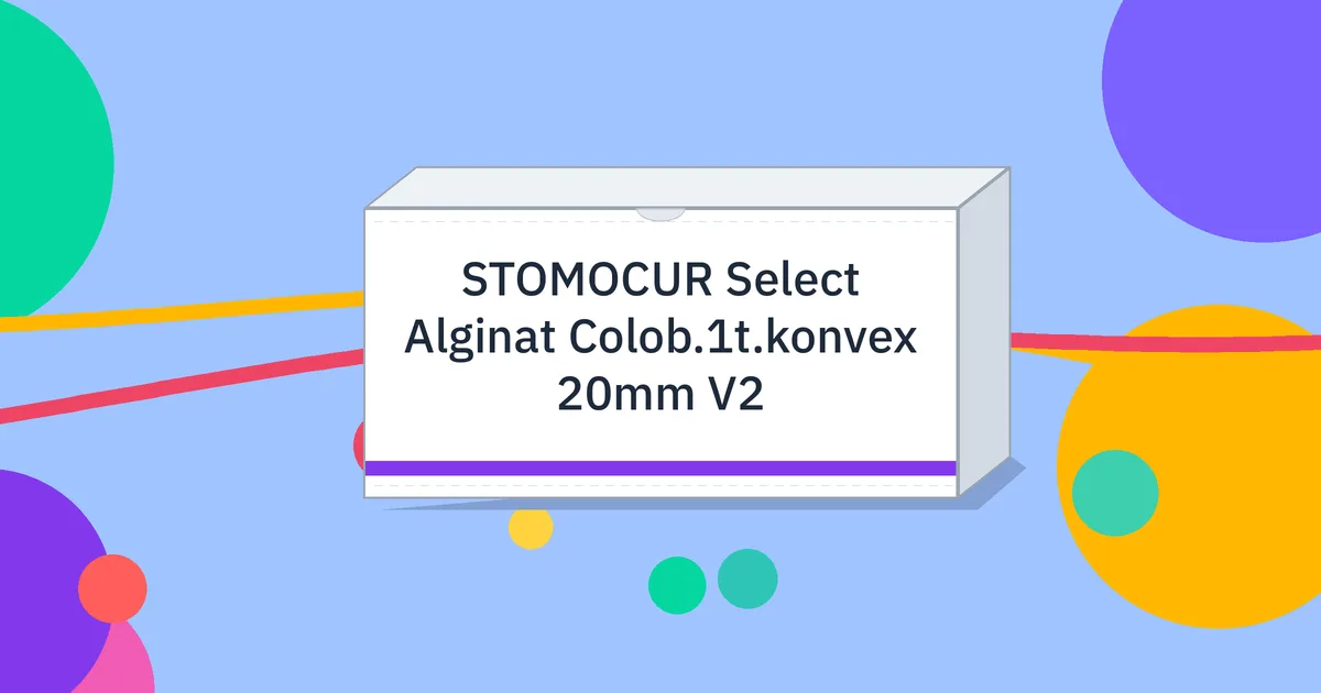 Symbolbild: Packung mit der Aufschrift STOMOCUR Select Alginat Colob.1t.konvex 20mm V2 (PZN 18198511) – Verfügbarkeit und Bezug in Apotheken in Frankfurt am Main