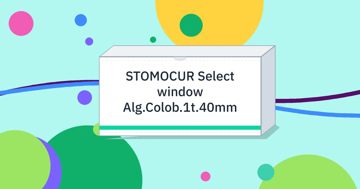 Symbolbild: Packung mit der Aufschrift STOMOCUR Select window Alg.Colob.1t.40mm (PZN 10521438) – Verfügbarkeit und Bezug in Apotheken in Frankfurt am Main