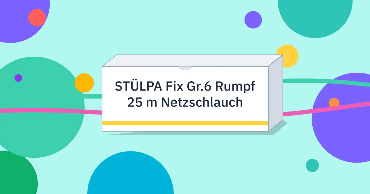 Symbolbild: Packung mit der Aufschrift STÜLPA Fix Gr.6 Rumpf 25 m Netzschlauch (PZN 20691584) – Verfügbarkeit und Bezug in Apotheken in Frankfurt am Main