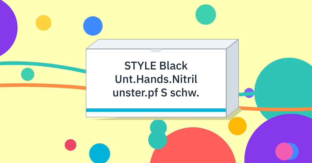 Symbolbild: Packung mit der Aufschrift STYLE Black Unt.Hands.Nitril unster.pf S schw. (PZN 14819471) – Verfügbarkeit und Bezug in Apotheken in Frankfurt am Main