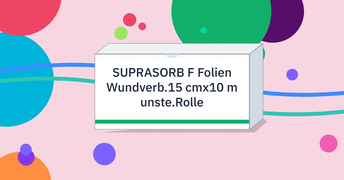 Symbolbild: Packung mit der Aufschrift SUPRASORB F Folien Wundverb.15 cmx10 m unste.Rolle (PZN 01179308) – Verfügbarkeit und Bezug in Apotheken in Frankfurt am Main
