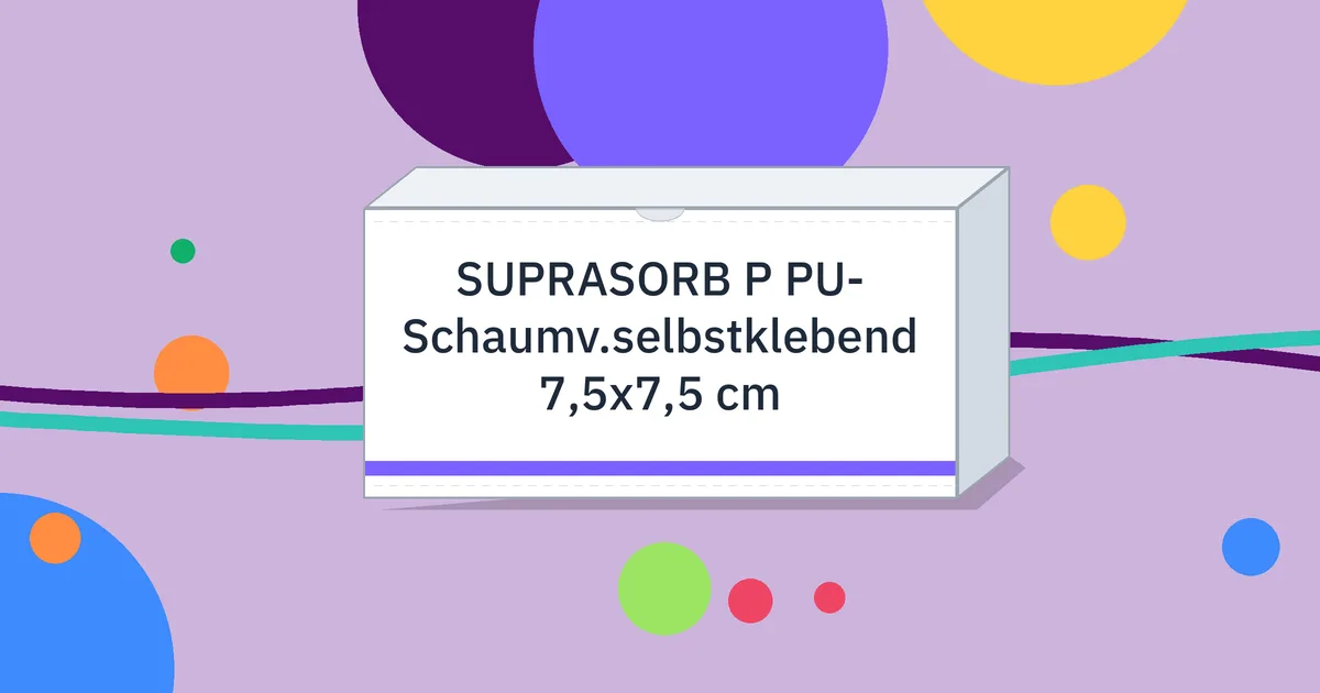 Symbolbild: Packung mit der Aufschrift SUPRASORB P PU-Schaumv.selbstklebend 7,5x7,5 cm (PZN 15735262) – Verfügbarkeit und Bezug in Apotheken in Frankfurt am Main