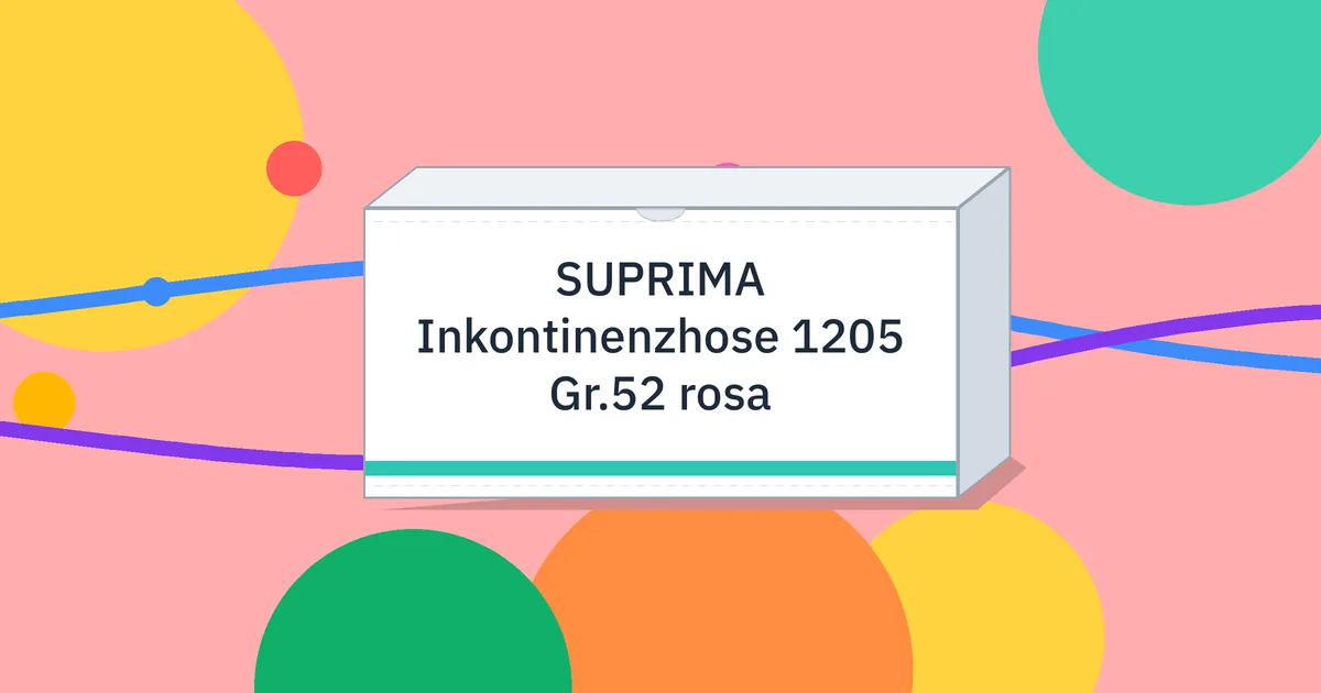 Symbolbild: Packung mit der Aufschrift SUPRIMA Inkontinenzhose 1205 Gr.52 rosa (PZN 03019744) – Verfügbarkeit und Bezug in Apotheken in Frankfurt am Main