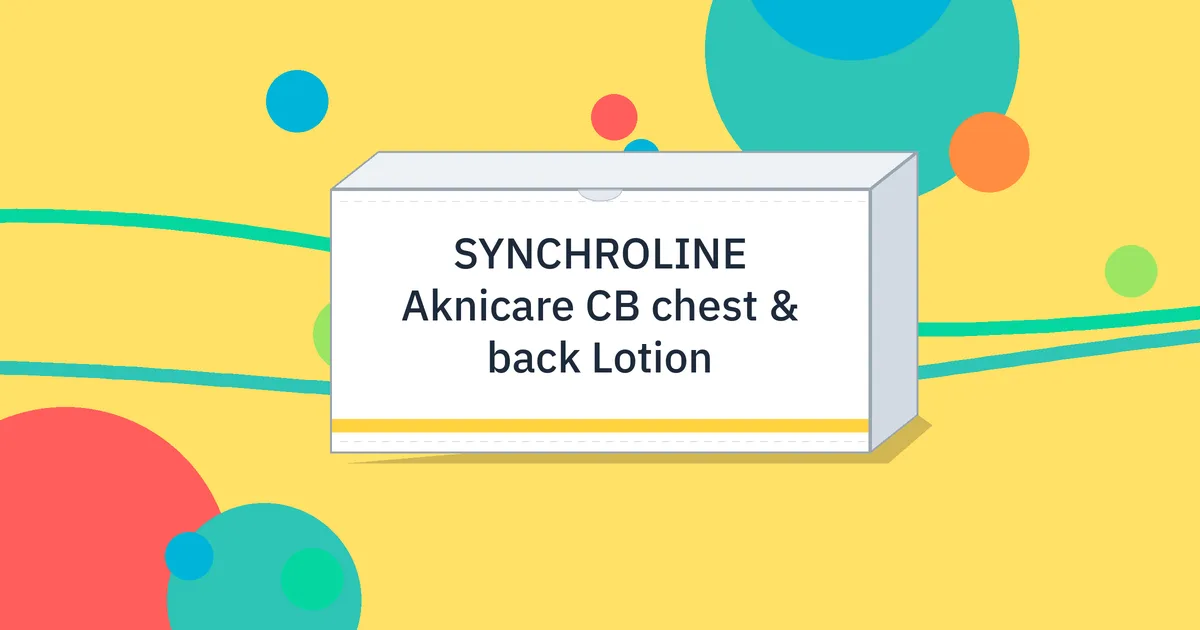Symbolbild: Packung mit der Aufschrift SYNCHROLINE Aknicare CB chest & back Lotion (PZN 11890149) – Verfügbarkeit und Bezug in Apotheken in Frankfurt am Main