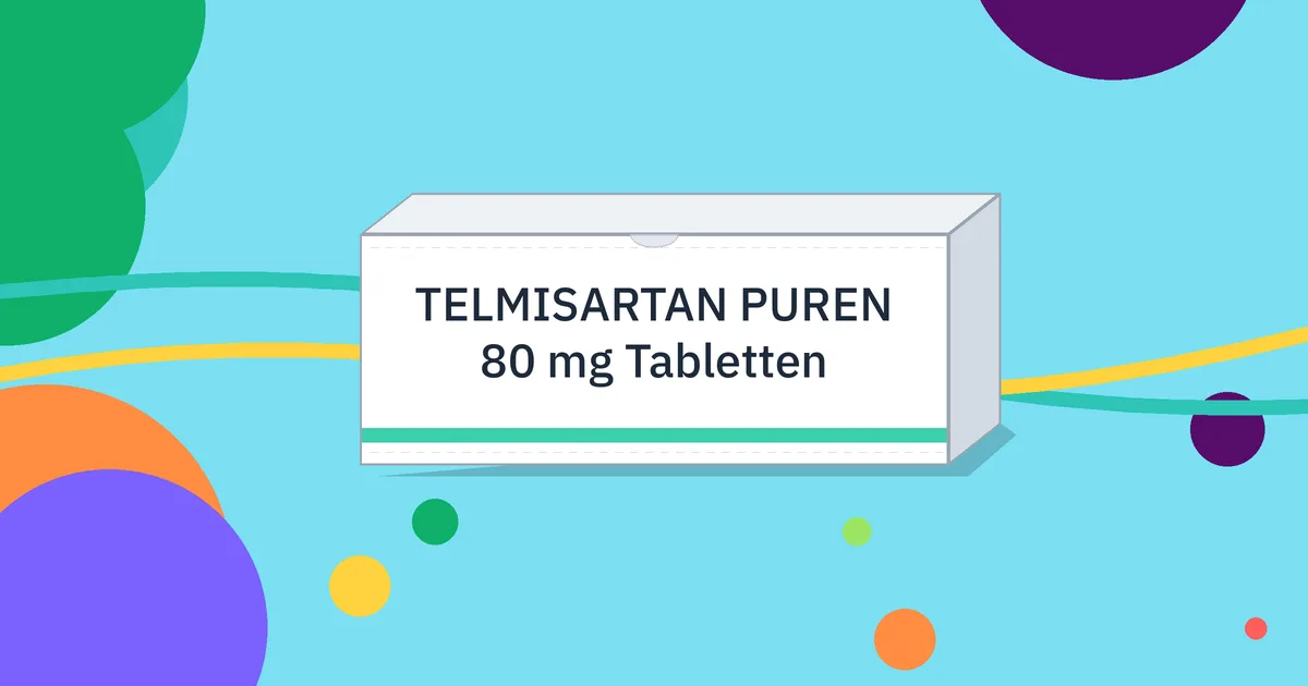 Symbolbild: Packung mit der Aufschrift TELMISARTAN PUREN 80 mg Tabletten (PZN 18457243) – Verfügbarkeit und Bezug in Apotheken in Frankfurt am Main