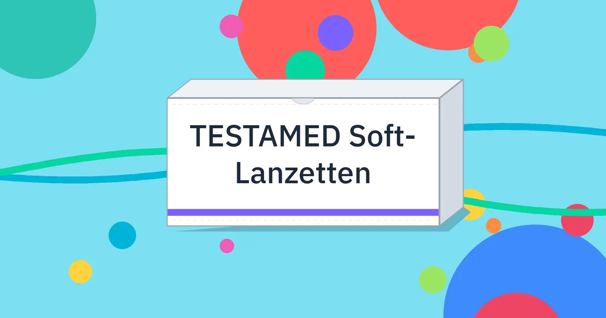 Symbolbild: Packung mit der Aufschrift TESTAMED Soft-Lanzetten (PZN 10267483) – Verfügbarkeit und Bezug in Apotheken in Frankfurt am Main