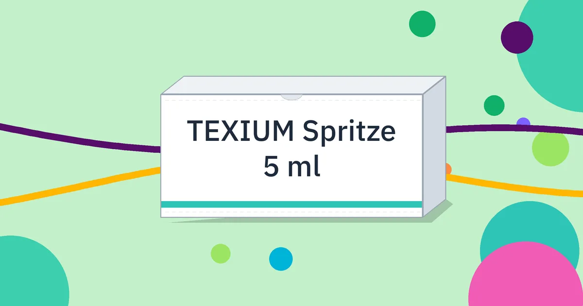 Symbolbild: Packung mit der Aufschrift TEXIUM Spritze 5 ml (PZN 20862324) – Verfügbarkeit und Bezug in Apotheken in Frankfurt am Main